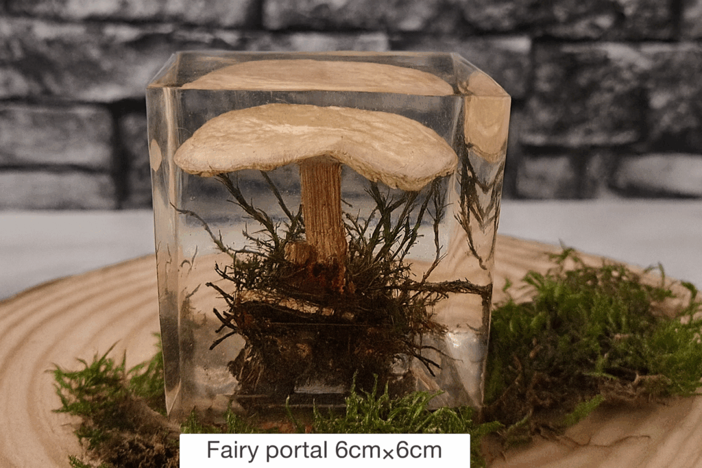 Fairy Portal Mushroom – 6cm Magic Resin Cube - Rosewood Arts
